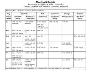 Meeting Schedule – AA